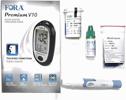 Amazon.com: FORA Premium V10 Blood Glucose Full Monitoring Kit with ...