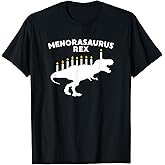 Amazon.com: Funny Hanukkah Dinosaur Tyrannosaurus Rex Menorah Shirt ...