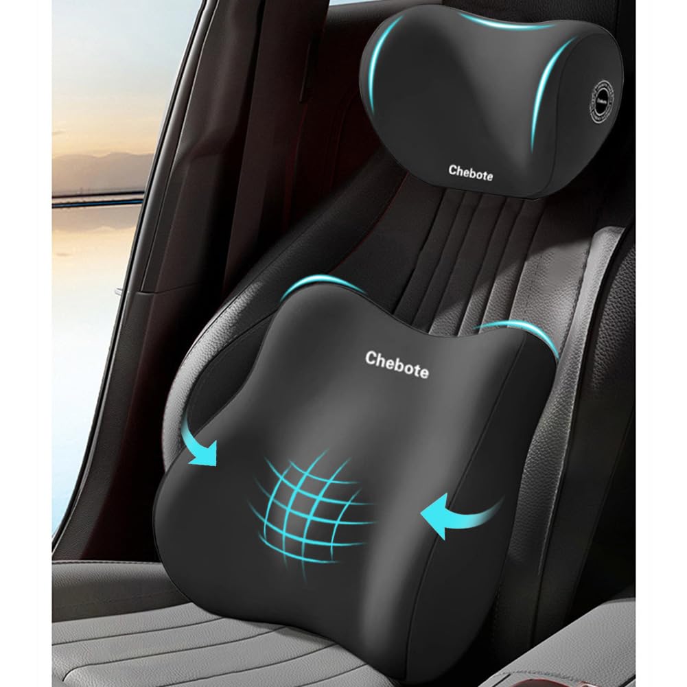 DEWSIL Car Seat Headrest and Lumbar Support kit, Ergonomic Memory Foam ...