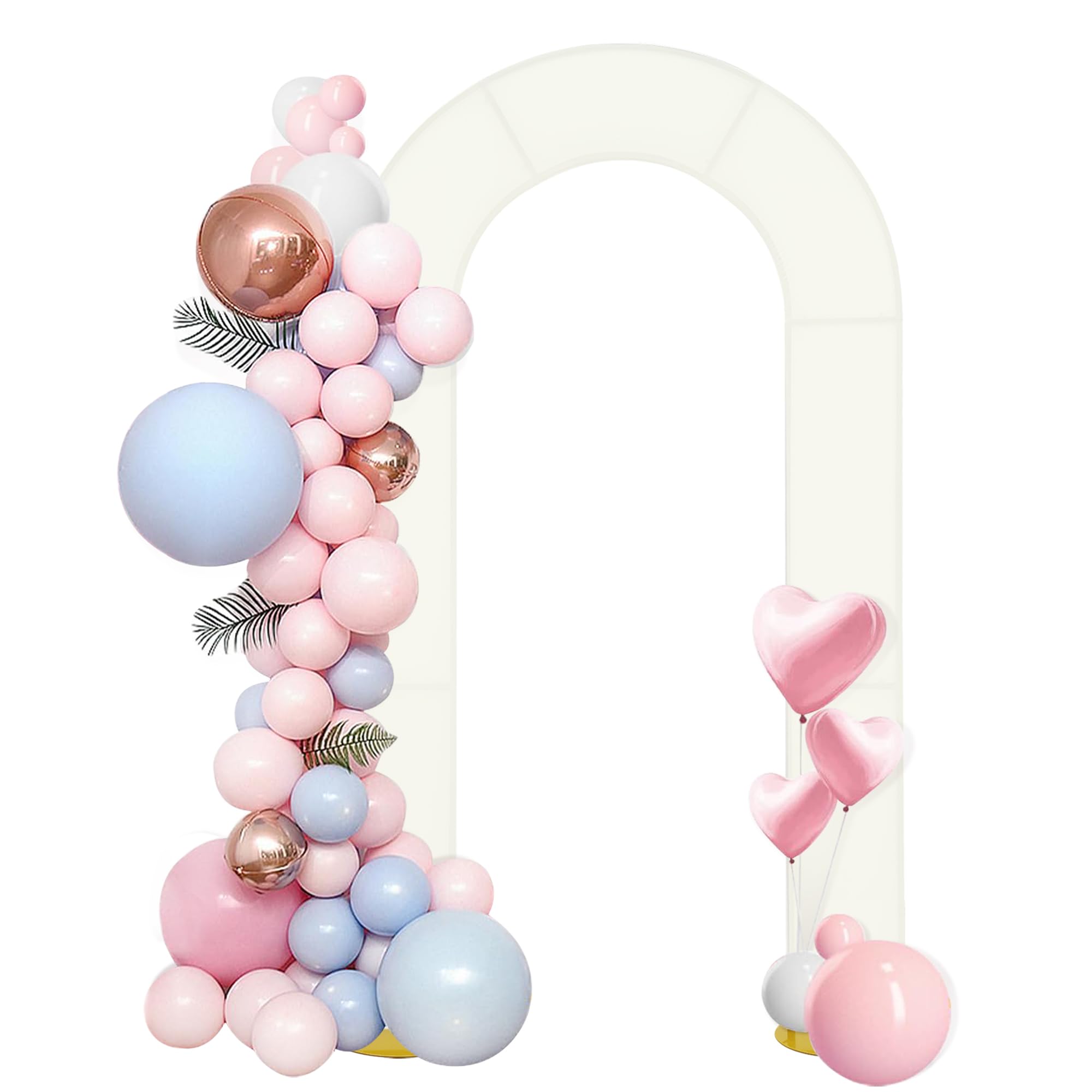 ZpigToor 7.2FT Open Arch Backdrop Stand with Ivory Spandex Fitted Cover ...