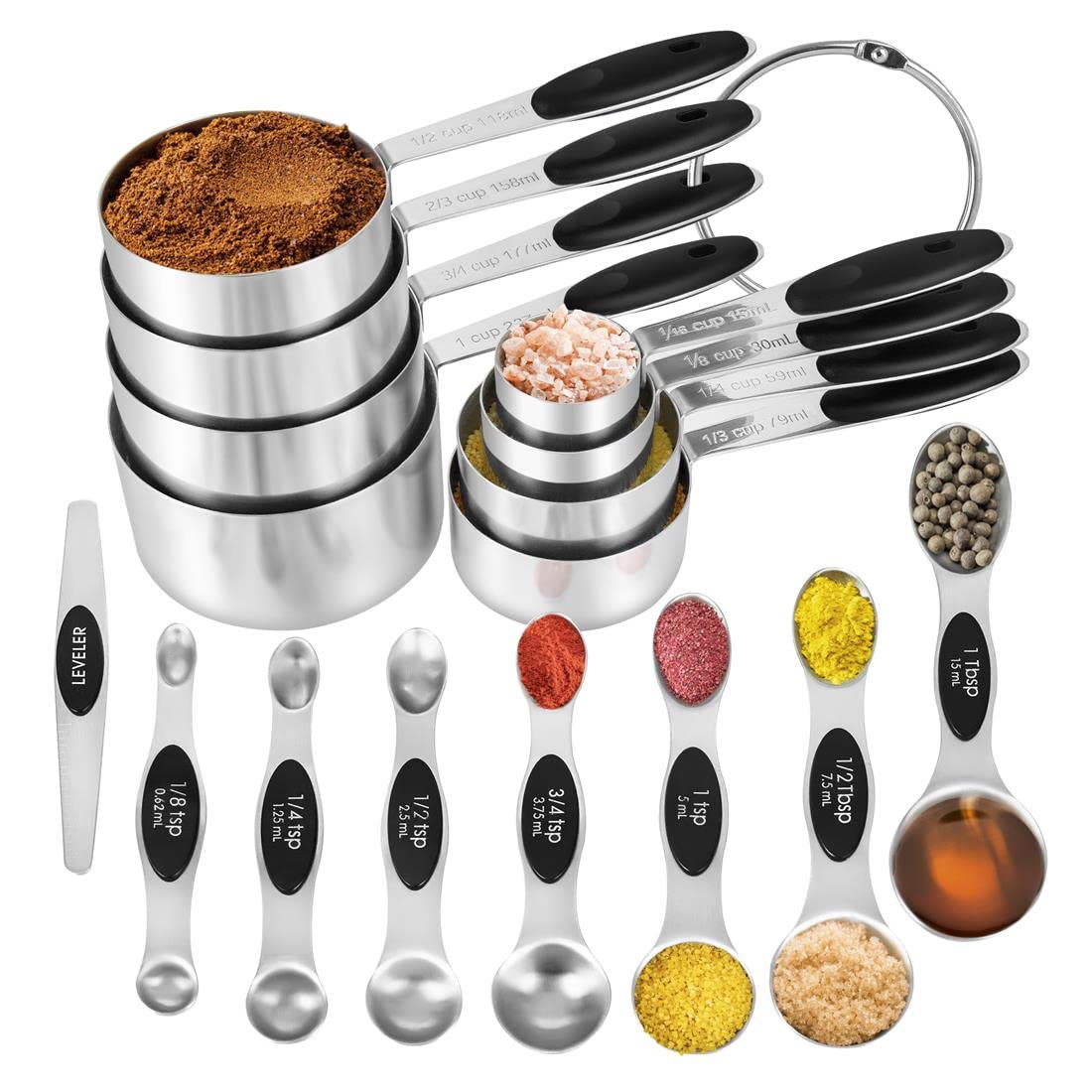 KELOFKO 16 Pieces Measuring Cups and Magnetic Measuring Spoons Set ...