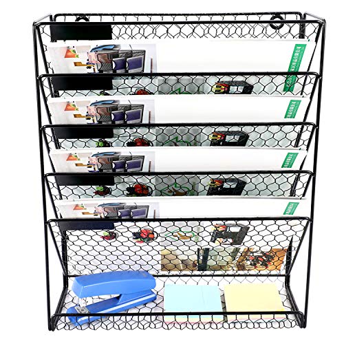 Superbpag Hanging File Organizer Metal 6 Tier Chicken Wire Wall Mount ...