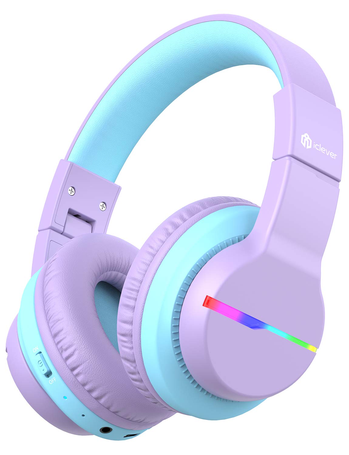 iClever BTH12 Kids Bluetooth Headphones,Colorful LED Lights Kids ...