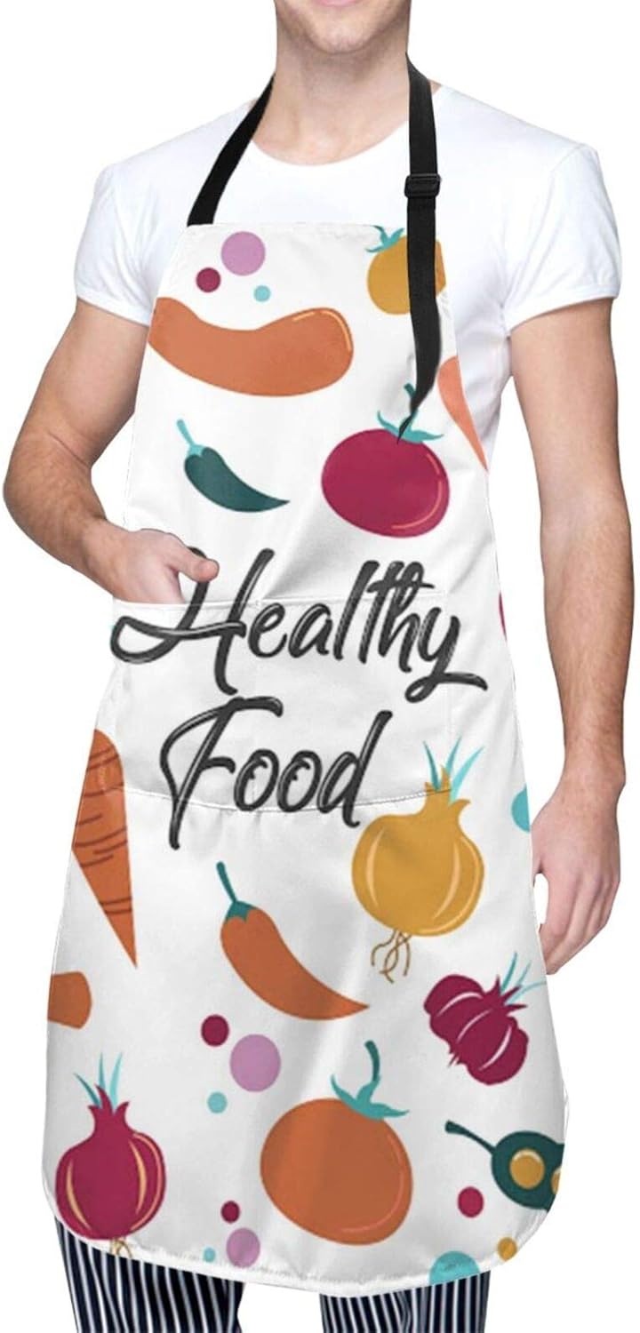 Healthy Food Aprons for Women Cooking Baking Waterproof Kitchen Apron ...
