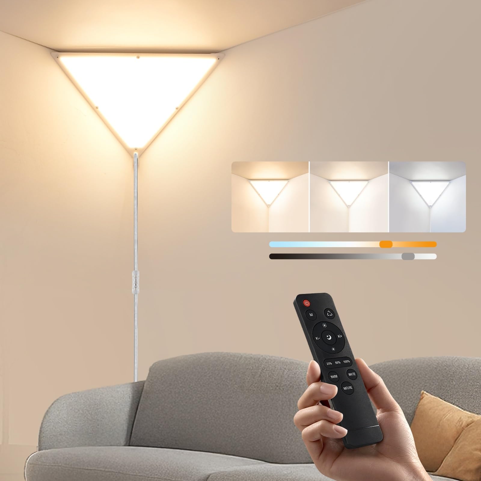 haultop Upgraded Corner Light with Remote, Stepless Dimmable LED Corner ...