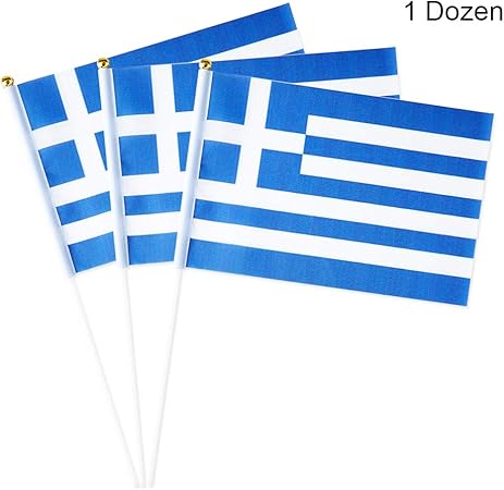 Amazon.com : Mflagperft Greece Flag Greek Small Stick Mini Hand Held ...