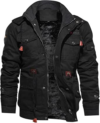 TACVASEN Men's Military Jacket Cotton Thick Outwear Jacket Multi-Pocket ...