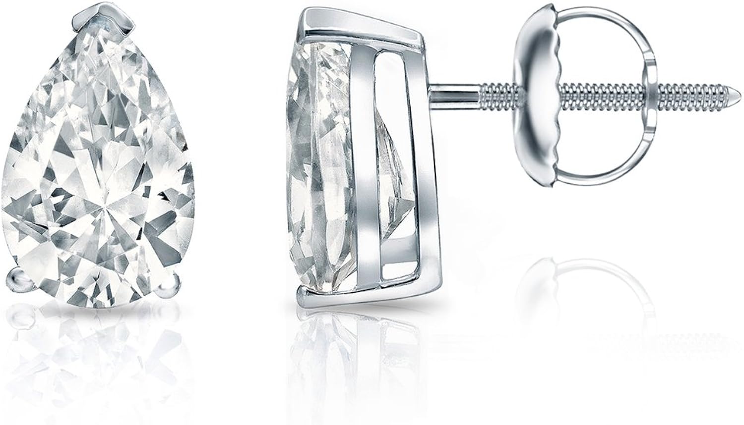 Amazon.com: IGI Certified 14k White Gold V-End Prong Pear Shape Diamond ...