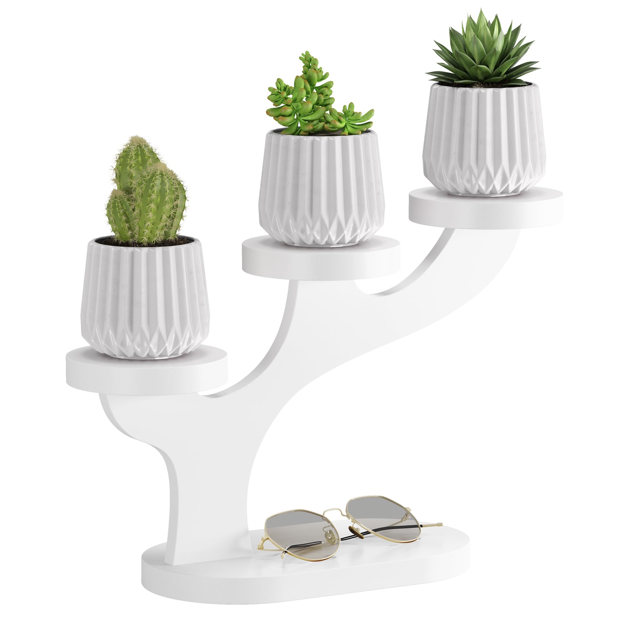 Bamboo Tabletop Plant Stand Indoor, 3 Tier Wood Desktop Small Plant ...