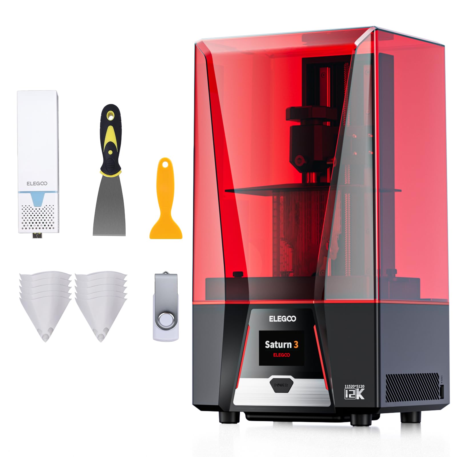 ELEGOO Saturn 3 12K MSLA 3D Printer, 10-Inch Monochrome LCD Resin 3D Printer, Voxeldance Tango ...