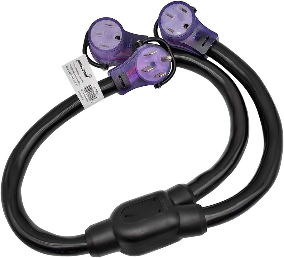 Parkworld 692095 RV 50 AMP Splitter Adatper 14-50P Male Plug to (2) 14 ...