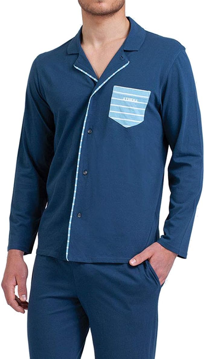 ATHENA Rayures Long Ensemble de Pyjama, Bleu (Marine 1928), X-Large ...