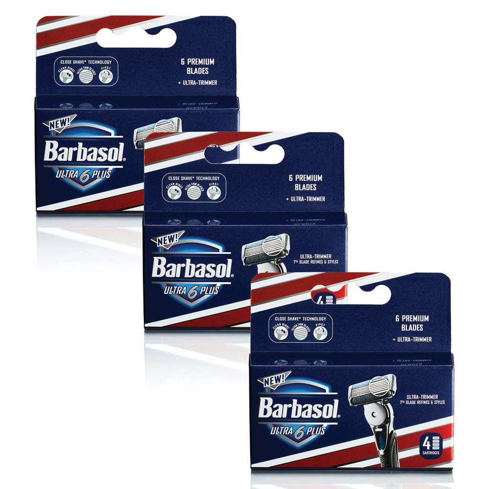 Amazon.com: Barbasol Ultra 6 Plus Men's Razor with 2 Razor Blade ...