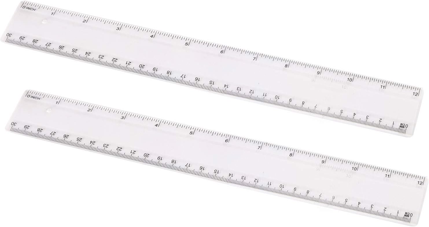 EDATOFLY 2 Pieces 12 Inch Plastic Rulers Clear Straight Rulers ...