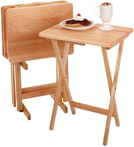 Amazon.com: TV Snack Tables Set of 5pcs Multipurpose Solide Wood ...