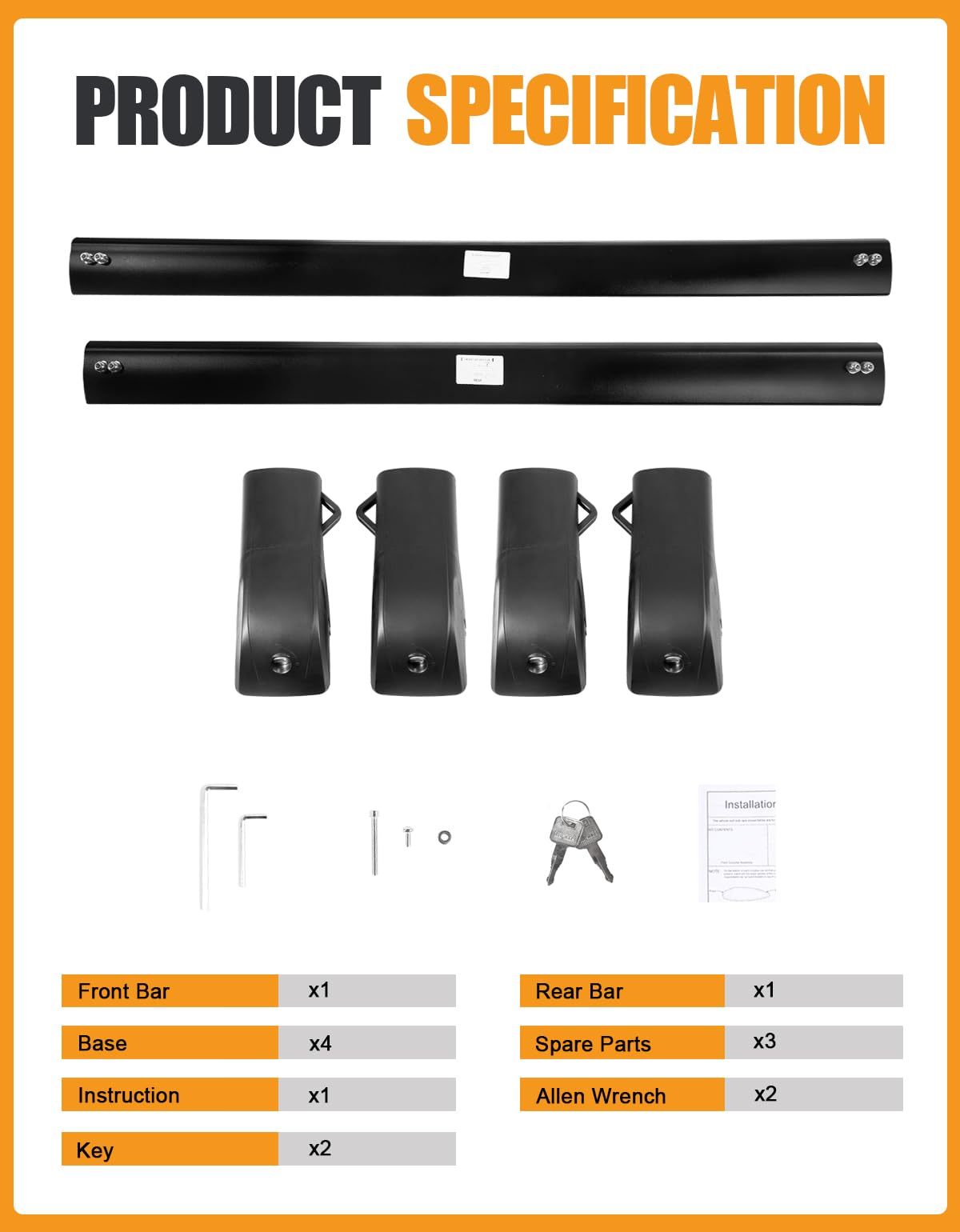 KINGGERI 220lbs Lockable Roof Rack Cross Bars Compatible With Chevy ...