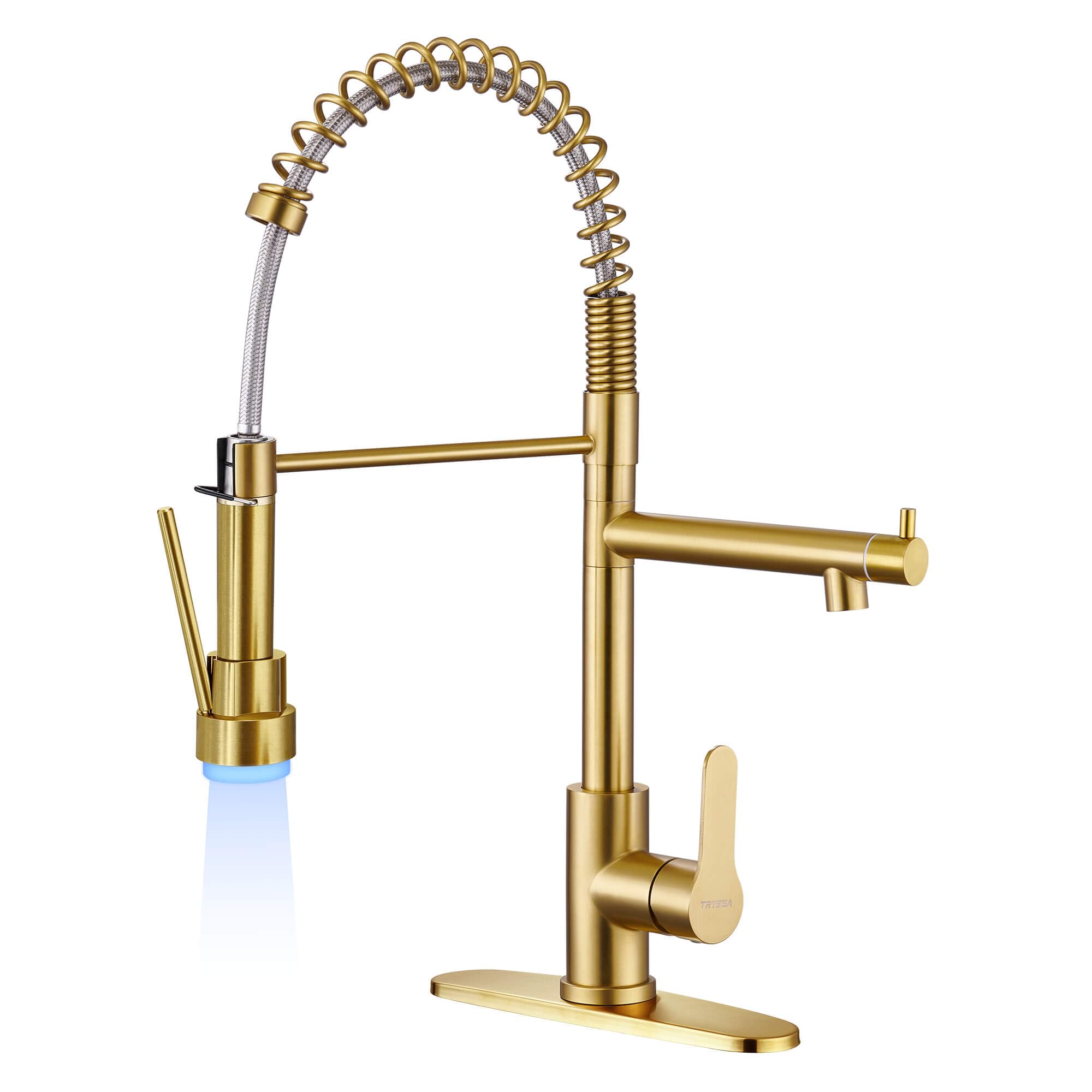 TRYSEA Modern Kitchen Faucet with Pull Down Sprayer,Stainless Steel ...