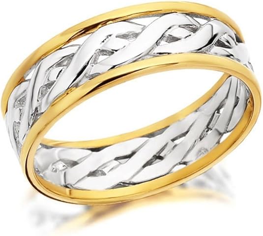 F.Hinds Womens Jewellery Jewelry 9ct Two Colour Gold Weave Brides ...