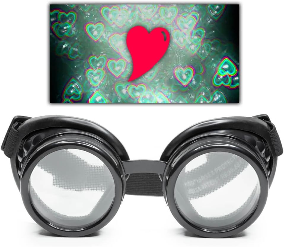 GloFX Black Heart Effect Diffraction Goggles – See Hearts! 3D ...