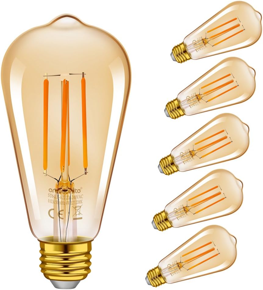 Emotionlite LED Edison Bombillas, Bombillas de Filamento LED Regulable, 4W (40W Equivalente ...