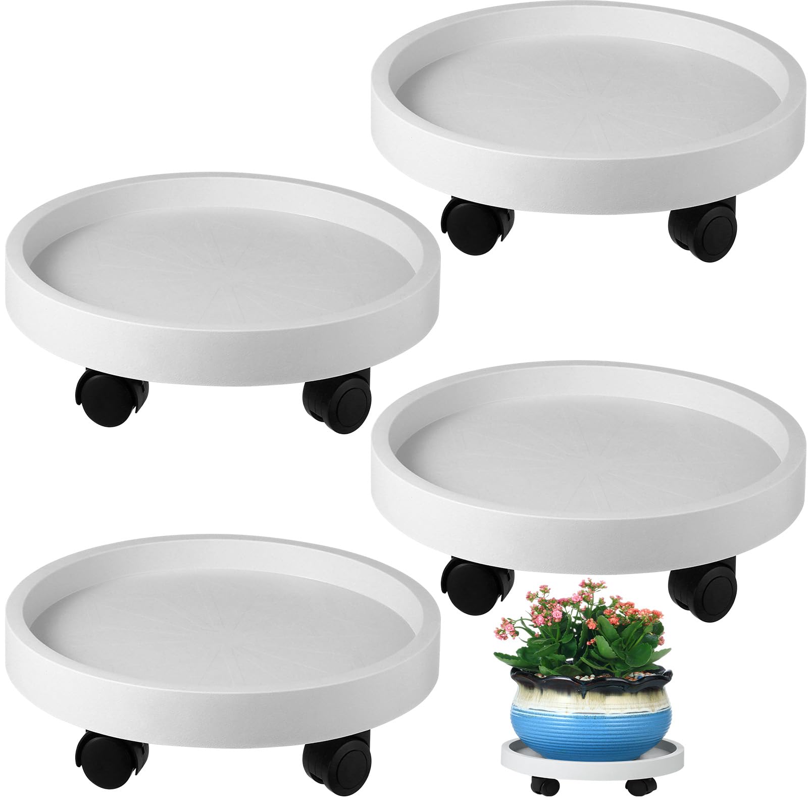 4 Packs Plant Caddy with Wheels 12" Plant Stand Potted Plant Mover ...
