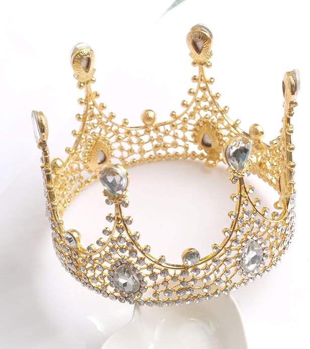 DENGLEI Krone Runde Barock Kristall Gold Silber Krone Bankett Hochzeit ...