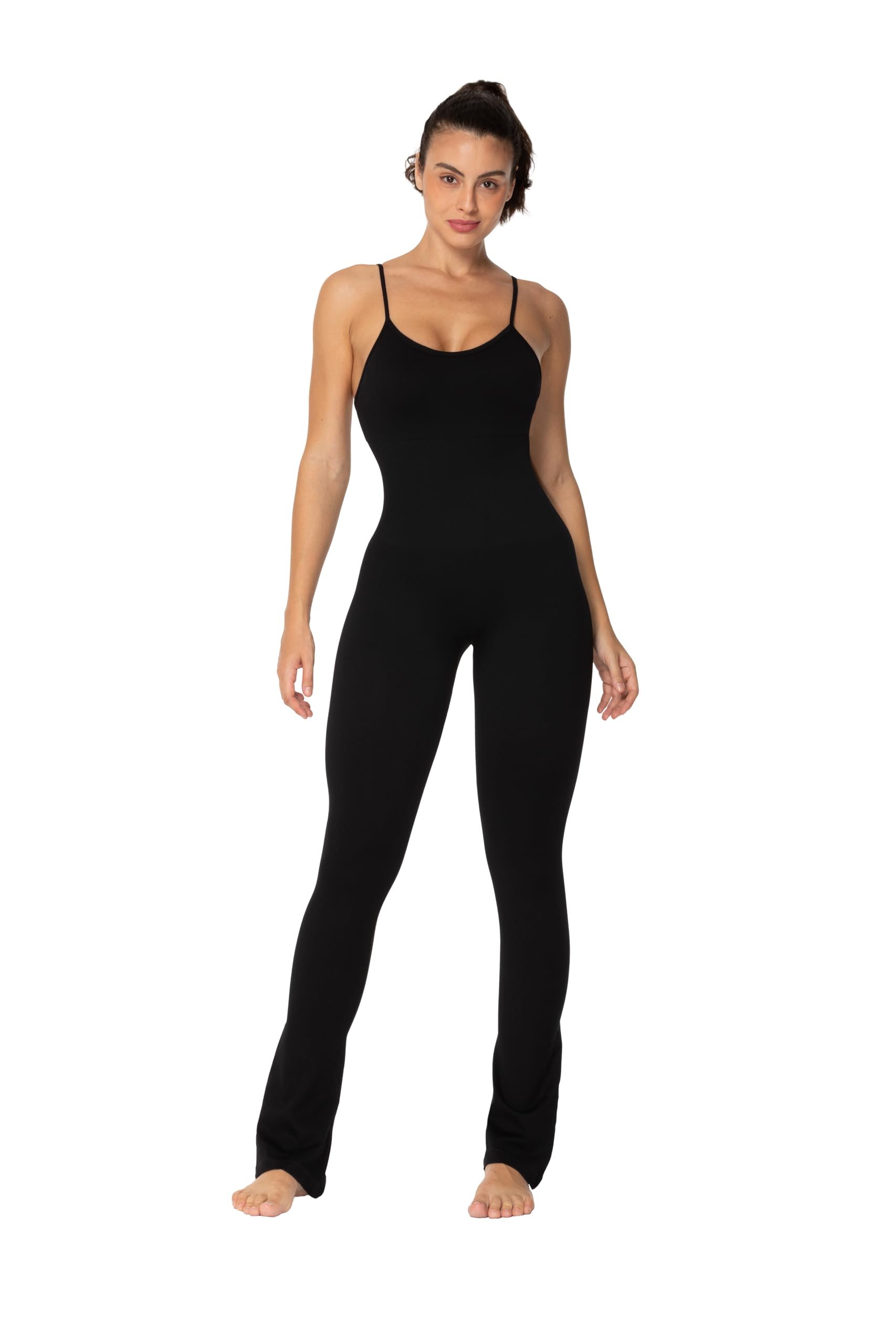 Sunzel Flare Jumpsuits for Women, Seamless Tummy Control One Piece Yoga ...