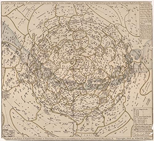1909 map Stars of The First 5 magnitudes Visible in Northern latitudes ...