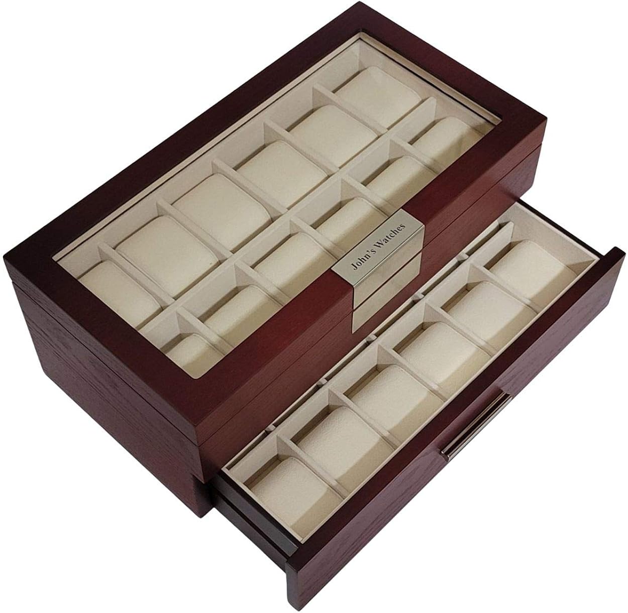 Amazon.com: 24 Oversized Extra Large Personalized Cherry Wood Watch Box ...