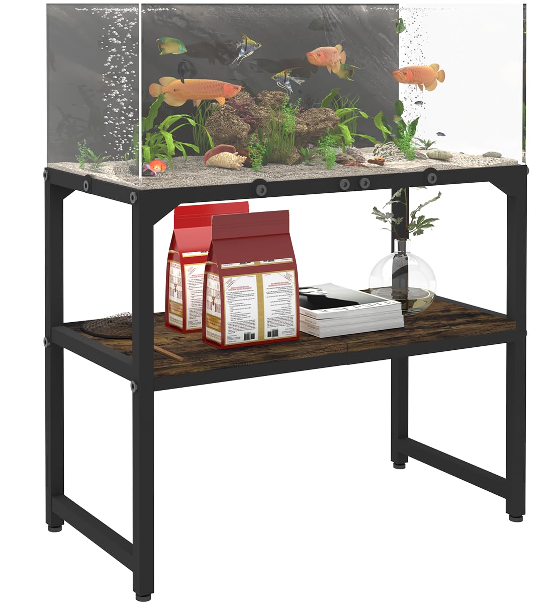 Mondazie 20 Gallon High Rimless Fish Tank Stand with Shelf for Storage ...
