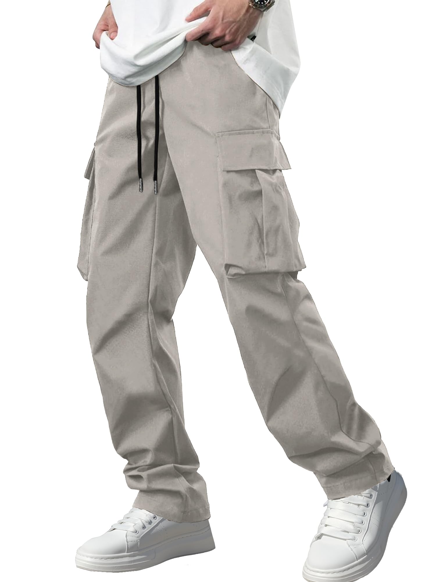Comdecevis Men's Casual Cargo Pants Workout Joggers Stretch Sweatpants ...