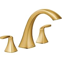 Moen T393BG Align 2-Handle Deck Mount Modern Roman Tub Faucet Trim Kit, Valve Required, Brushed ...