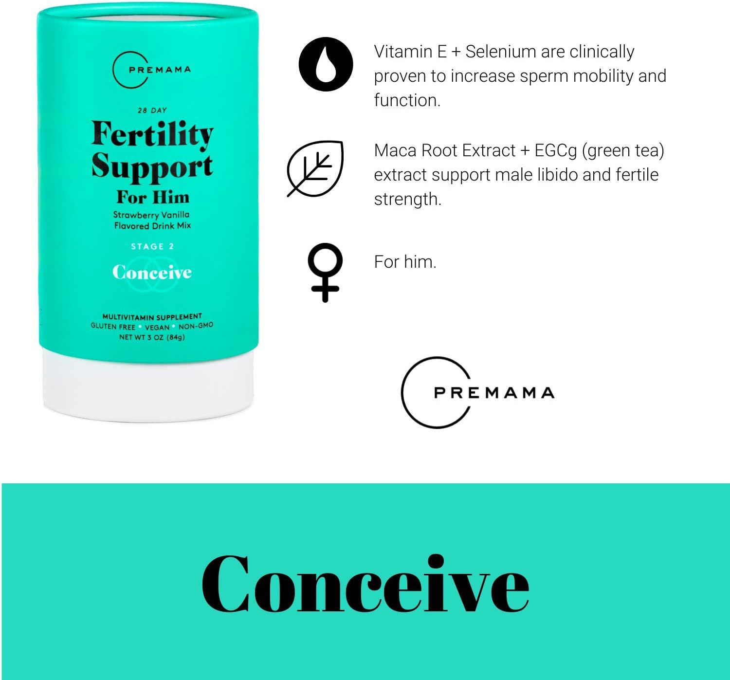 Premama Mens Fertility Support Vitamin Drink Mix | Male Fertility ...