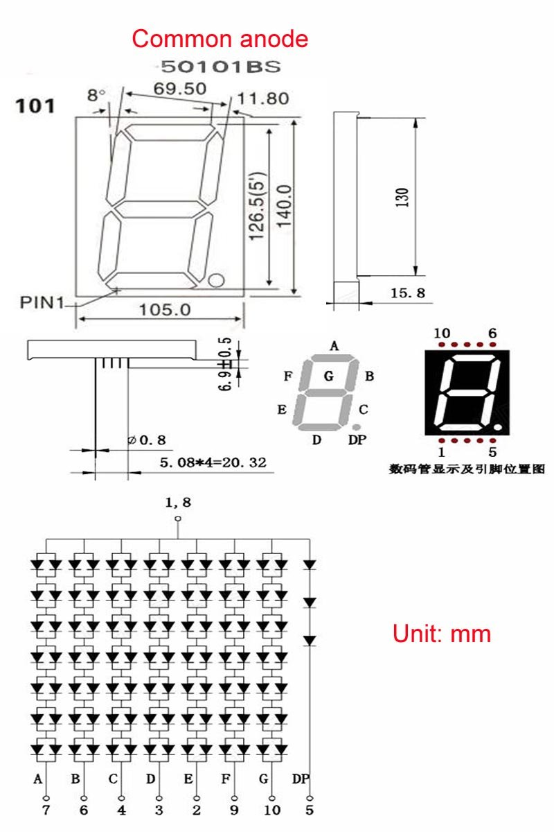 5 inch 7 segment Super Bright LED Screen Display | Electronics Hub