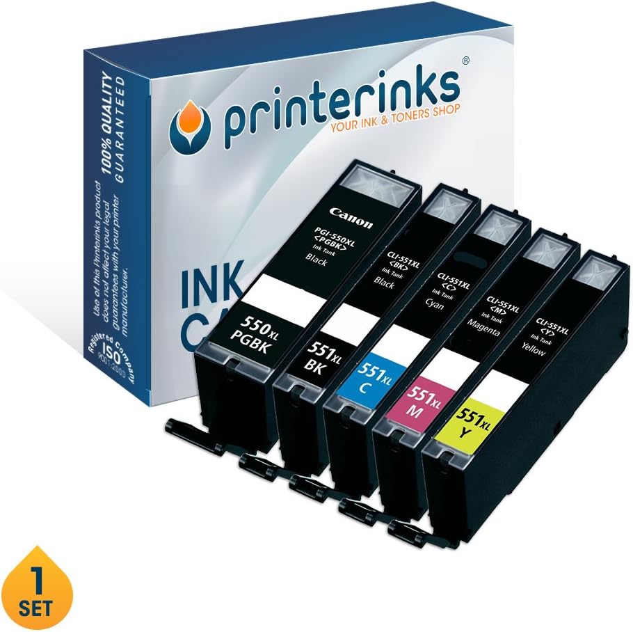 Set Of 5 Compatible Ink Cartridges Replace Canon Pixma Printers PGI ...