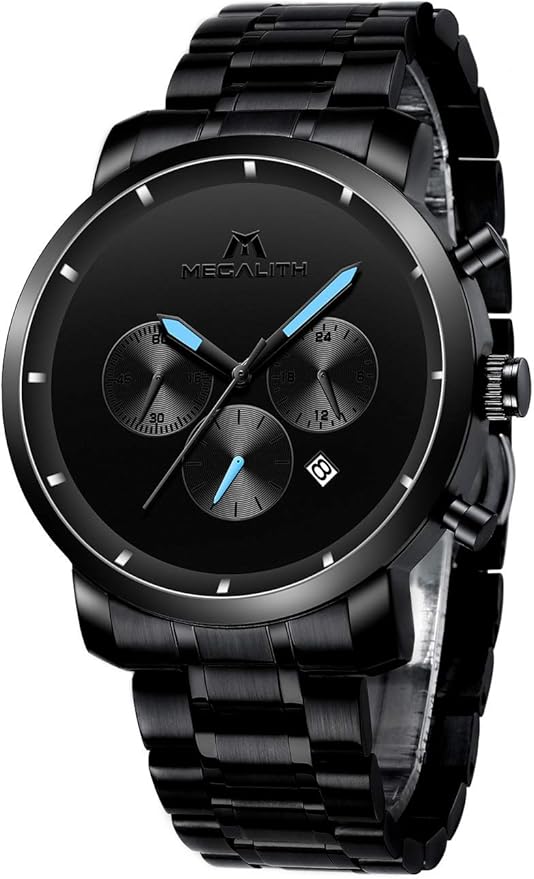 Relojes Negro Hombre Reloj de Pulsera Militar Deportivo Impermeable ...
