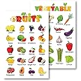 Amazon.com: 2 Pcs Fruits and Vegetables Poster 16"x24",Educational ...