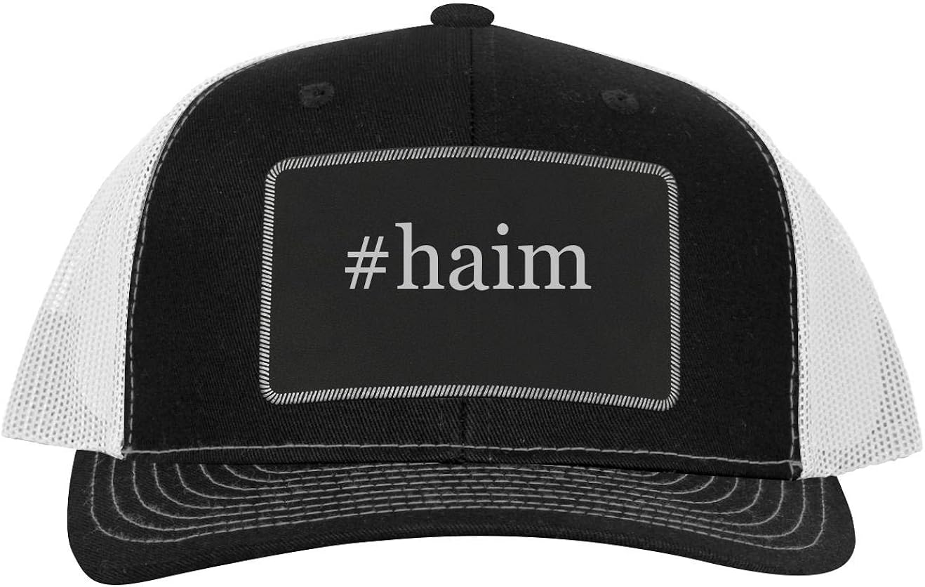 #Haim - Leather Hashtag Black Patch Engraved Trucker Hat, Black-White ...
