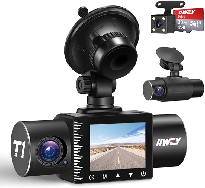 iiwey Dash Cam Front Rear and Inside Three Channels: Amazon.co.uk ...