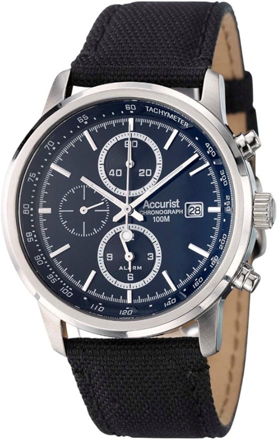 Accurist MS758 Skymaster Stainless Steel Chronograph Blue Dial Black ...