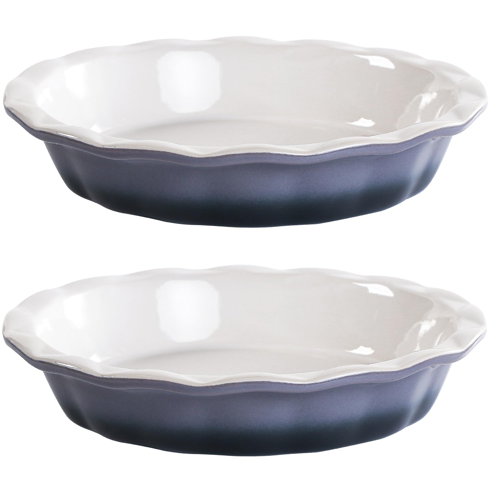 Lareina Ceramic 9 Inch Deep Dish Pie Pans, Set of 2, Grey, Non-Stick ...