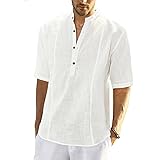 COOFANDY Men's Cotton Linen Henley Shirt Long Sleeve Hippie Casual Beach T Shirts at Amazon Men ...