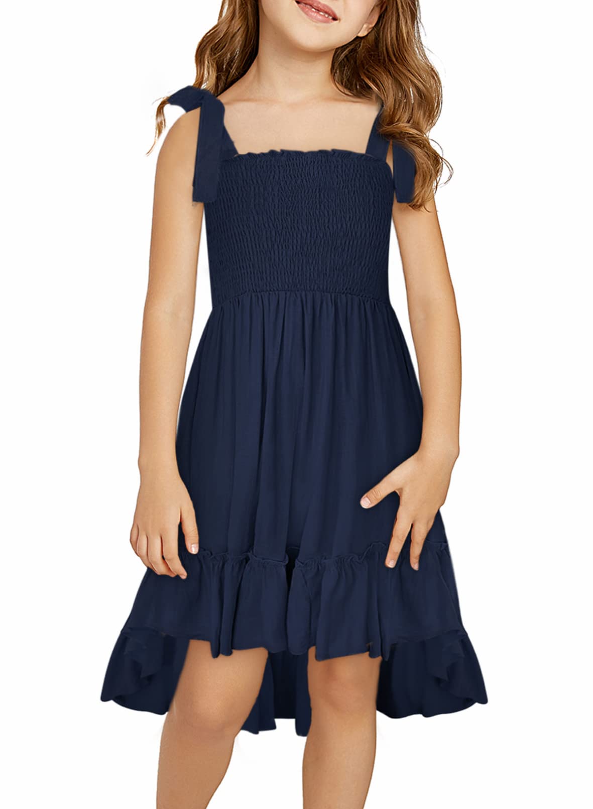 blibean Tween Girl Summer Dress Kid Strap Sundress Preteen Solid Boho ...