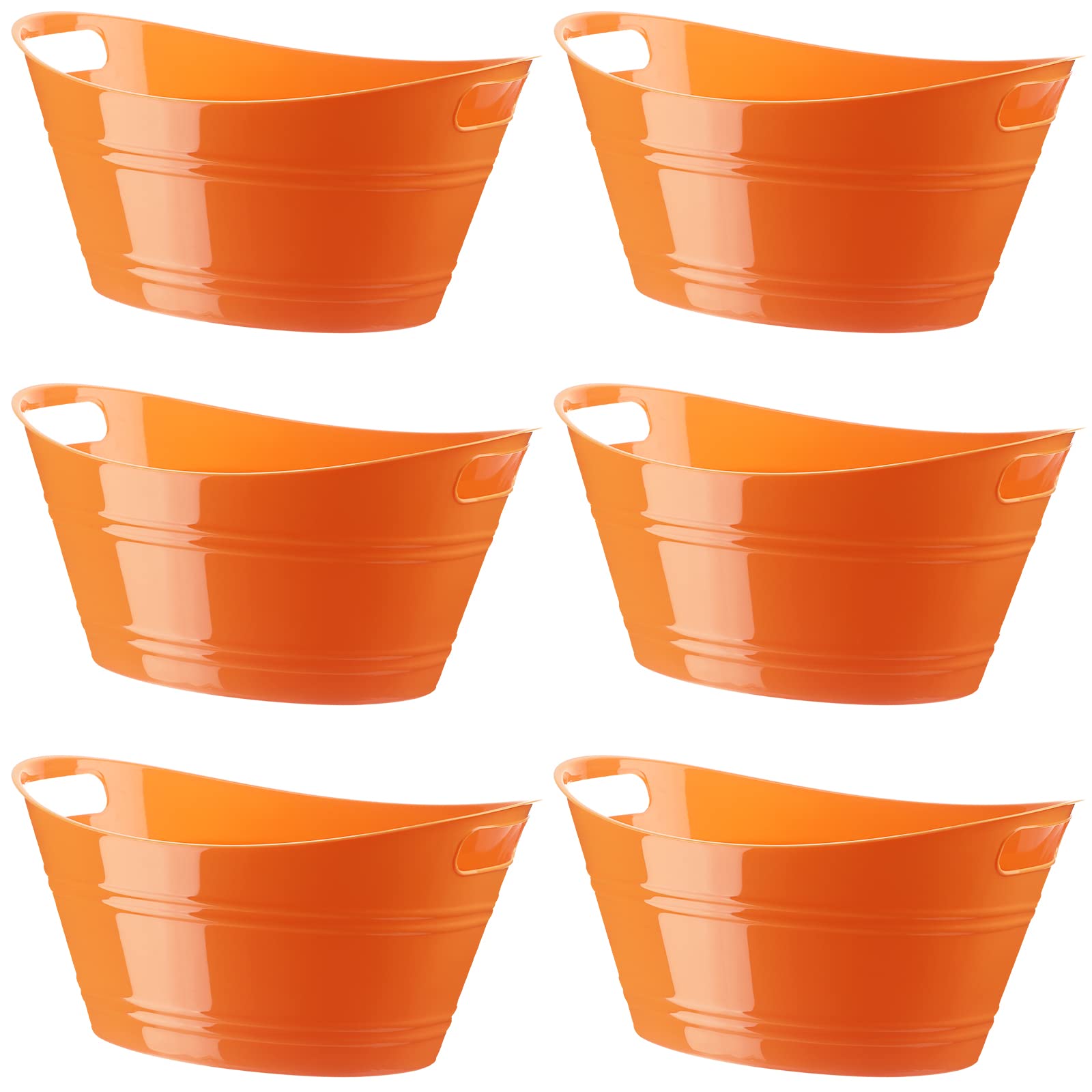 Patelai 6 Pcs Ice Buckets Bulk, Plastic Ice Buckets with Handles, Oval ...