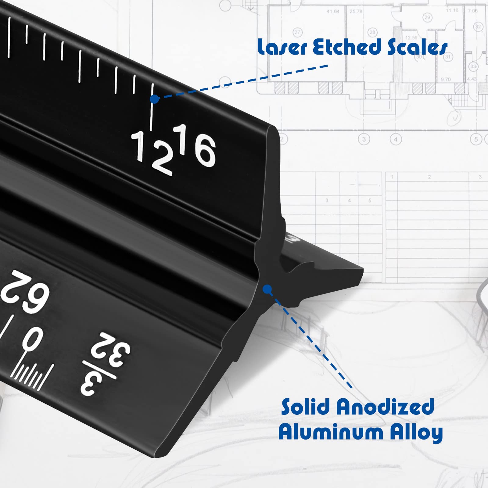 Mua Macarrie 10 Pcs Architectural Scale Triangular Ruler 12" Architect Engineers Scale Ruler Set ...