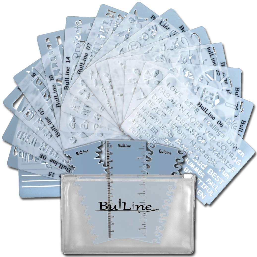Buy BulLine 18 Stencil Pack and Rulers for Bullet Journal and Planner ...