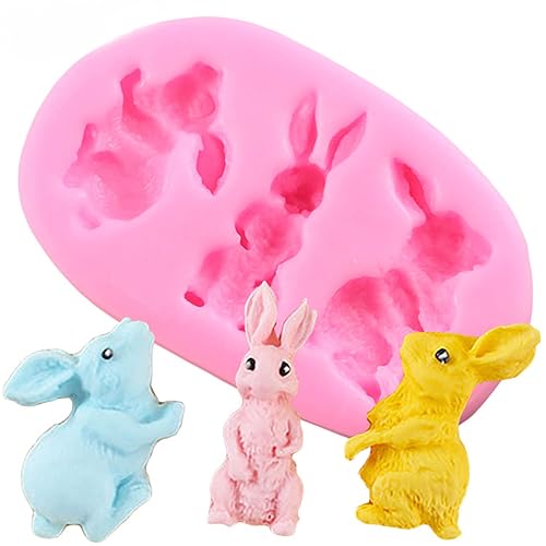 3 Cavity Mini Rabbit Bunny Animal Shape 3D Silicone Mold for DIY ...