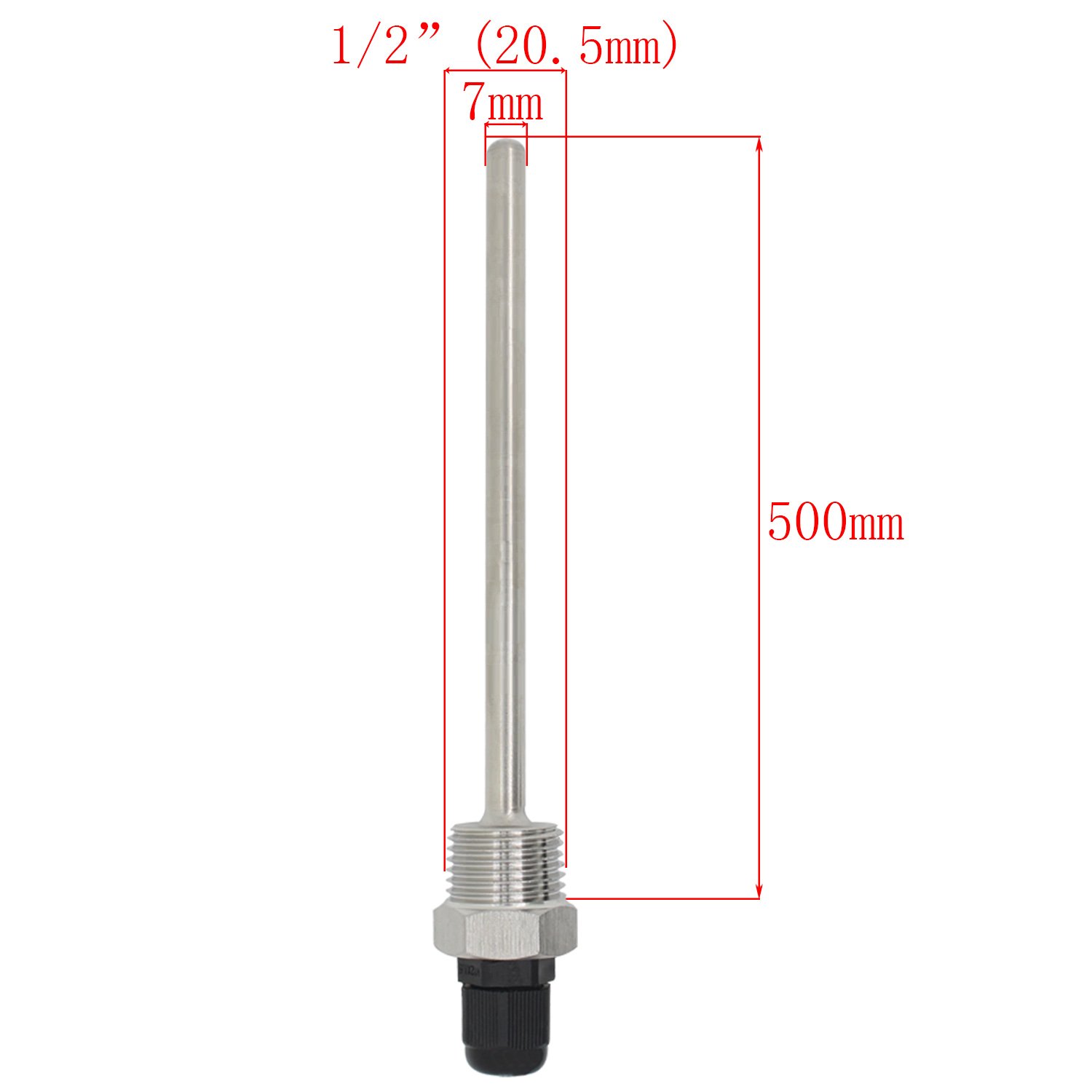 30mm 1/2 pulgada sonda de temperatura ds18b20 con termopozo vaina acero ...
