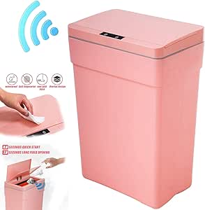 Amazon.com: Pink 13 Gallon Touch Free Automatic Trash Can High Capacity ...
