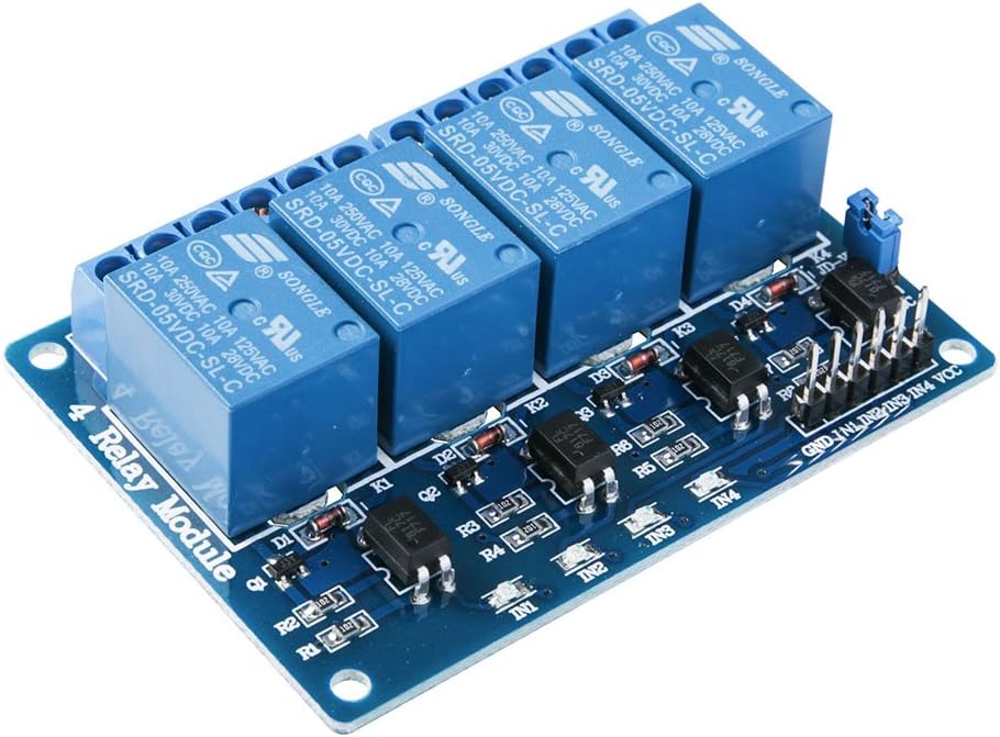 ELEGOO Relay Module 4 Channel DC 5V with Optocoupler for Arduino UNO R3 ...